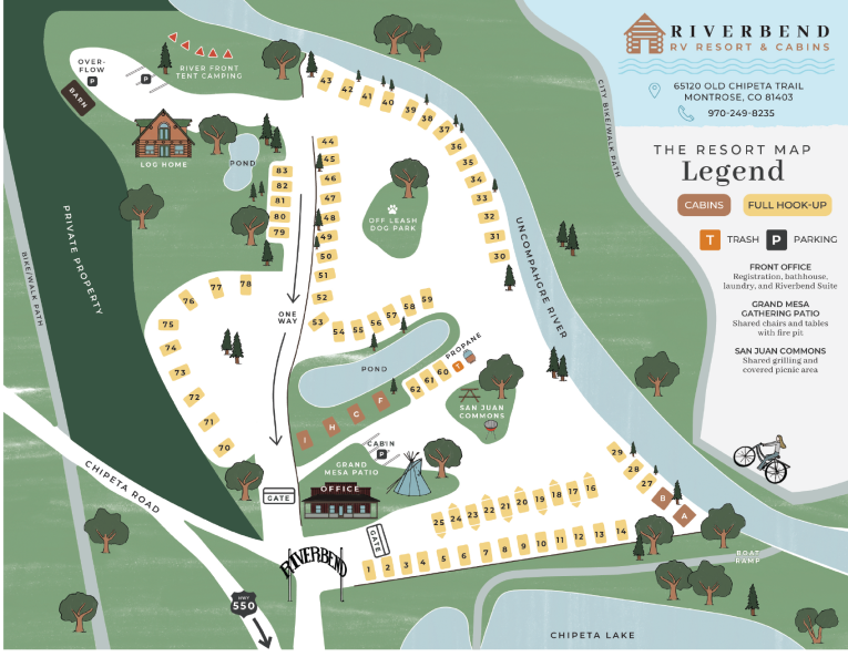 Resort Map - Riverbend RV Park and Cabins Montrose CO